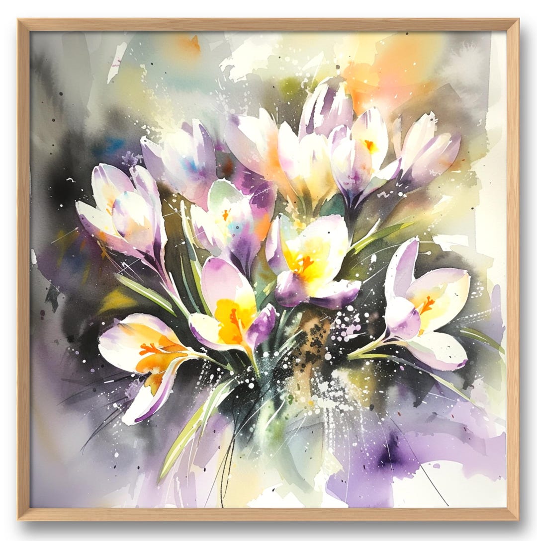 Crocuses Art Print Spring Flowers Wall Art Blossom Floral Wall Decor ...
