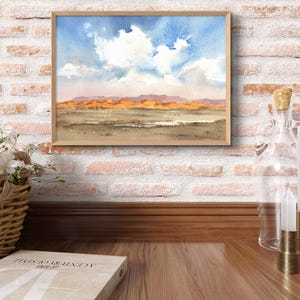 Desert Watercolor Print Minimalist Wall Art Neutral Arizona Landscape ...