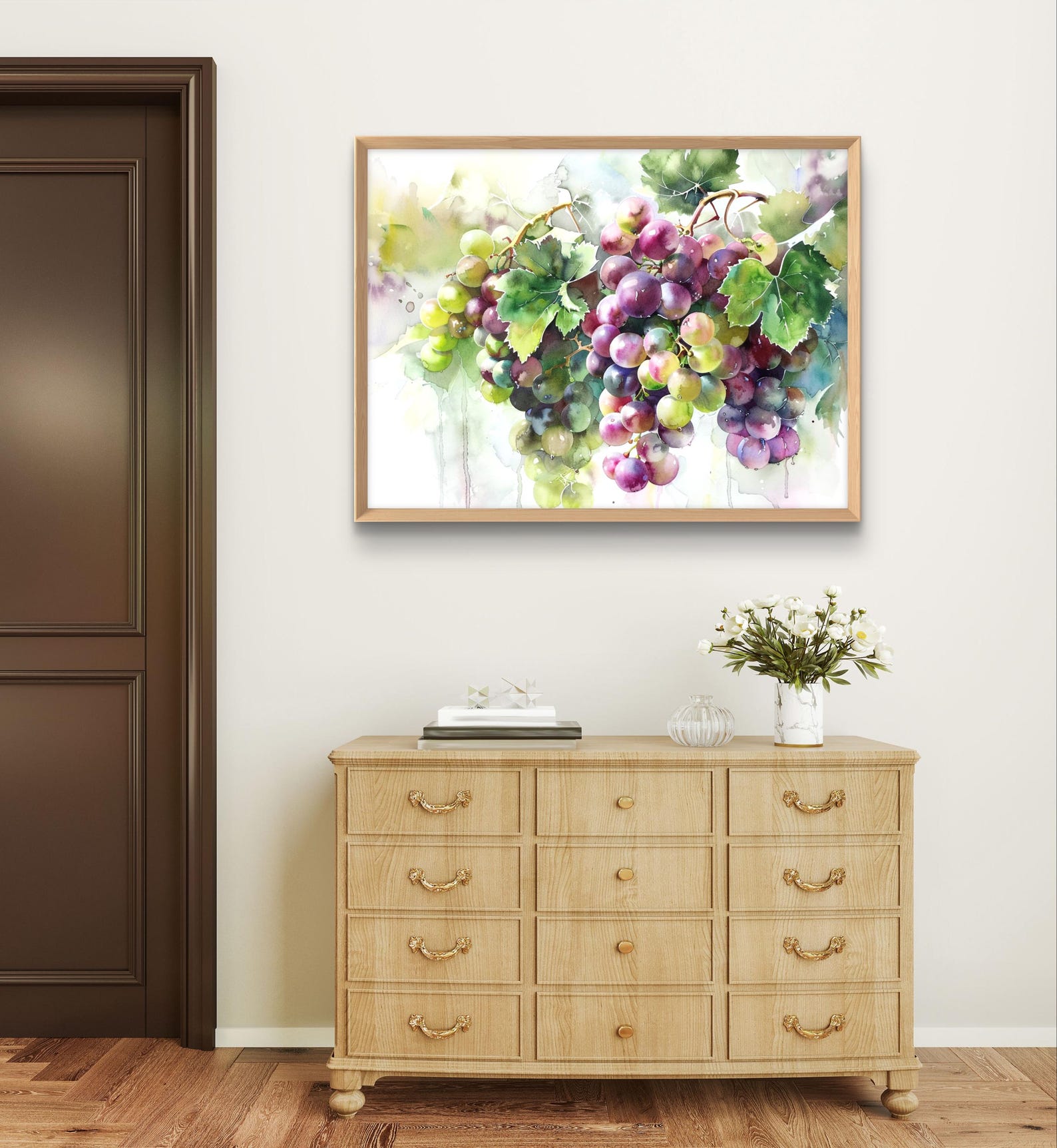 Grape Art Print Kitchen Wall Art Fruit Countryhouse Wall Decor Purple ...