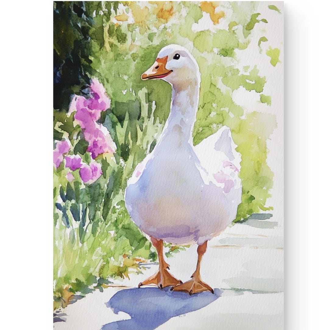White Goose Painting Watercolor Print Farmhouse Wall Art Rural Wall ...