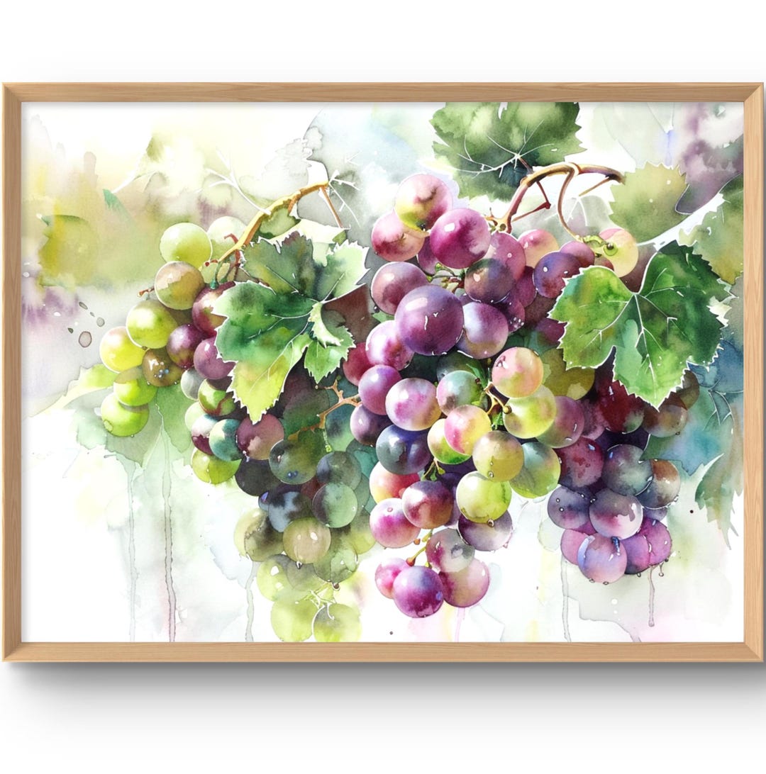 Grape Art Print Kitchen Wall Art Fruit Countryhouse Wall Decor Purple ...