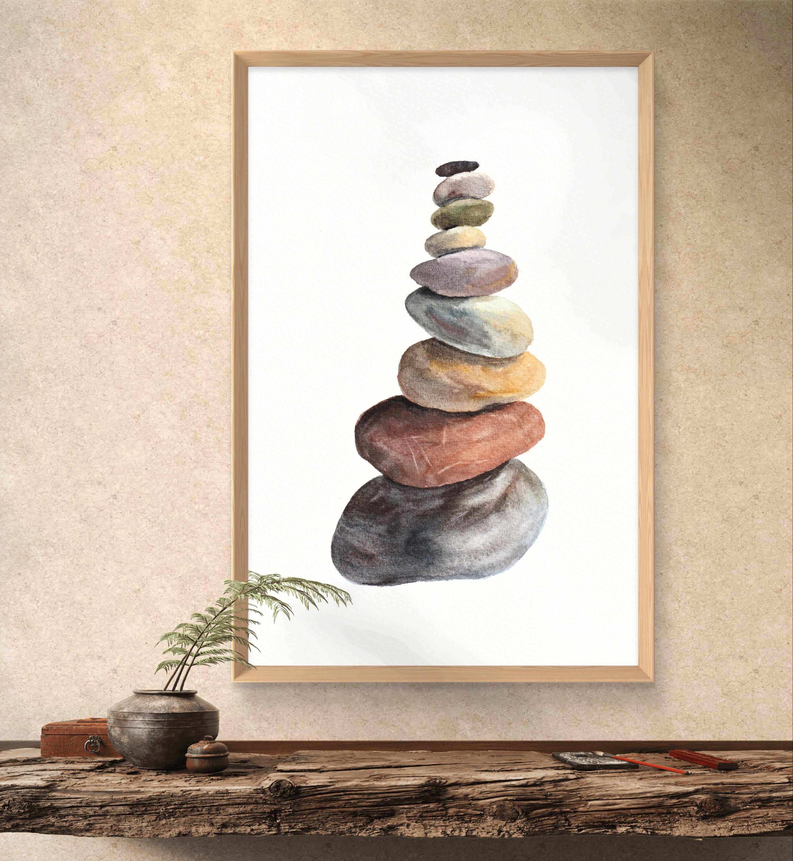 Balancing Stones Fine Art Print Rocks Poster Stacked Stones Earth Tone ...