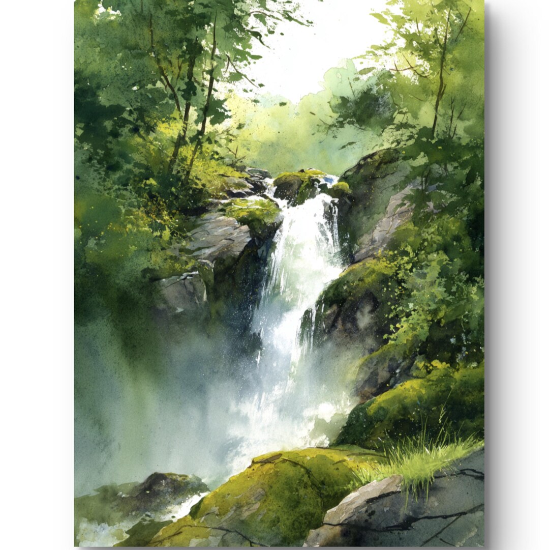 Waterfall Art Print Finger Lakes Landscape Wall Art Green Forest Decor ...