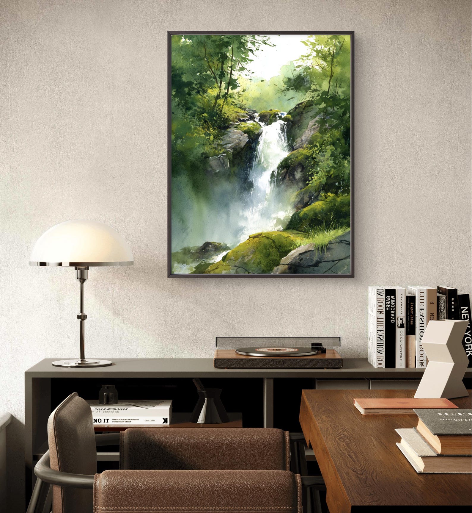 Waterfall Art Print Finger Lakes Landscape Wall Art Green Forest Decor ...