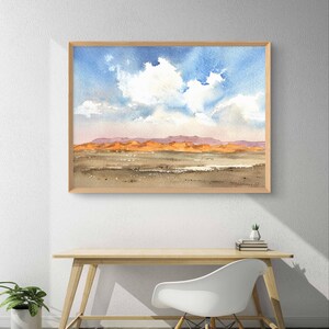 Desert Watercolor Print Minimalist Wall Art Neutral Arizona Landscape ...