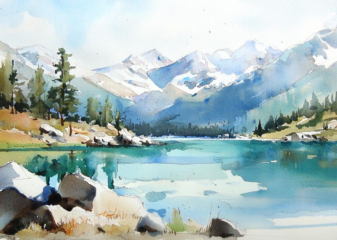 Colorado Painting Mountain Lake Art Print Watercolor Grand Mesa ...