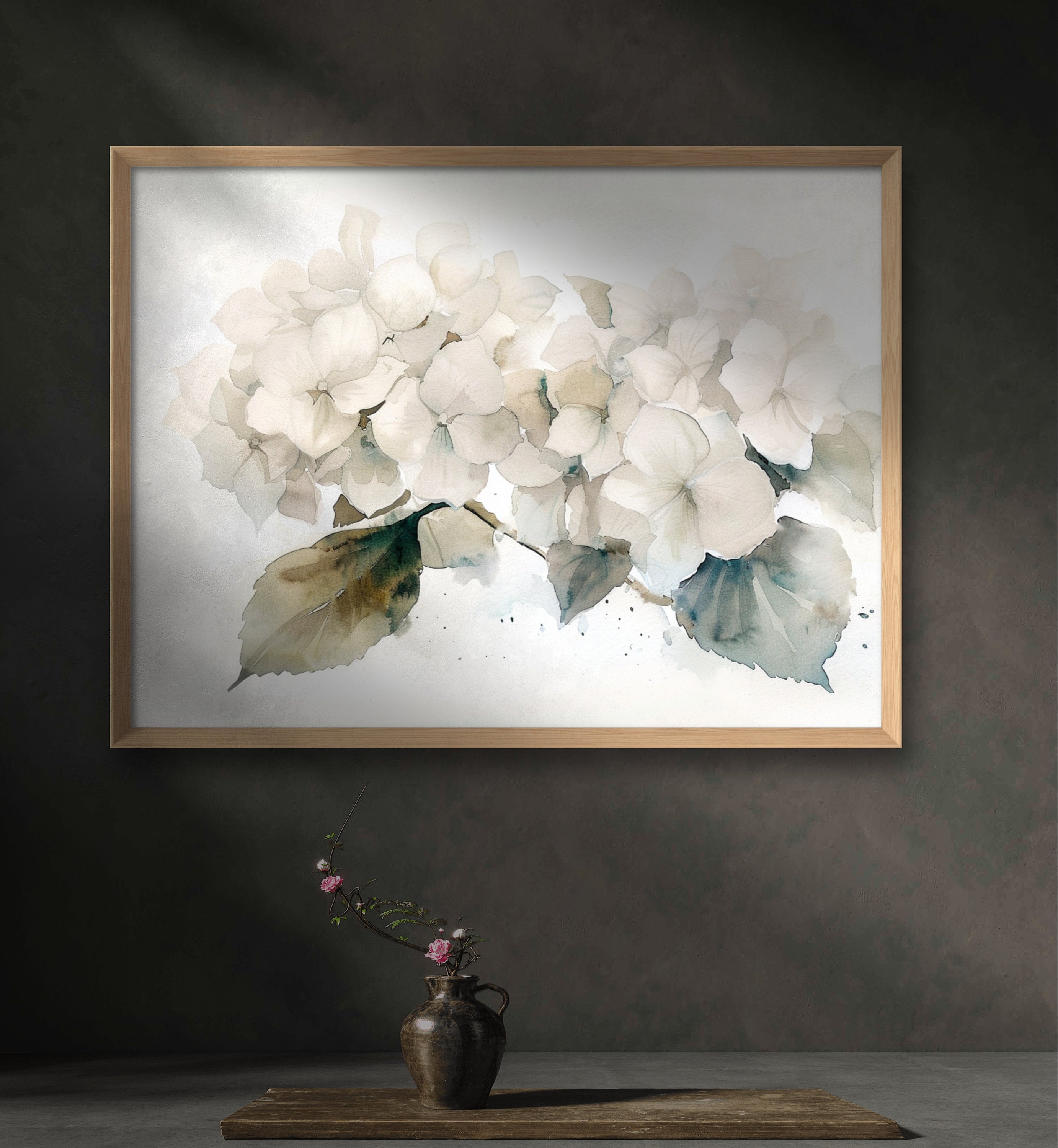 White Hydrangea Watercolor Art Print Hydrangeas Flower Painting ...