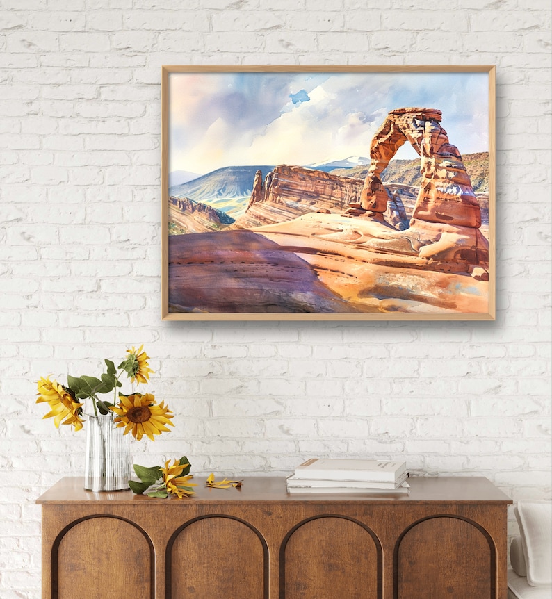 Arches National Park Watercolor Print, Utah Painting, Moab Landscape ...