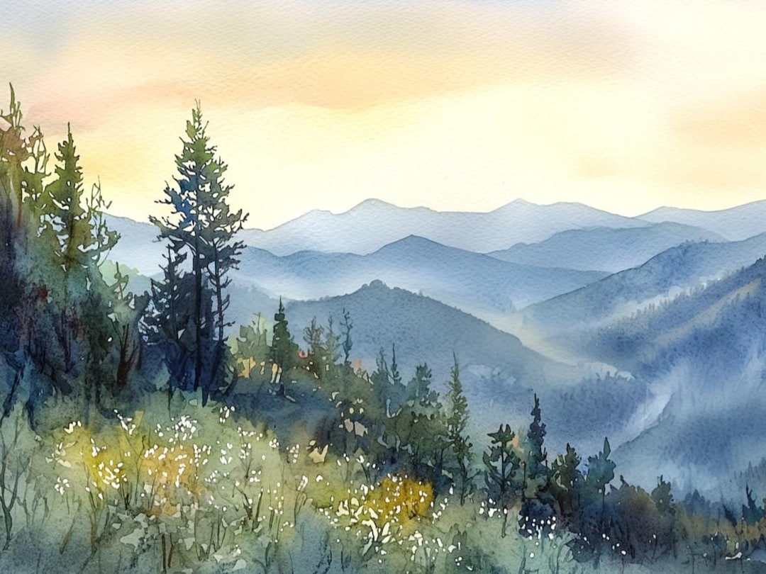 Smoky Mountains Art Print Wildflowers Wall Art Appalachian Mountains ...