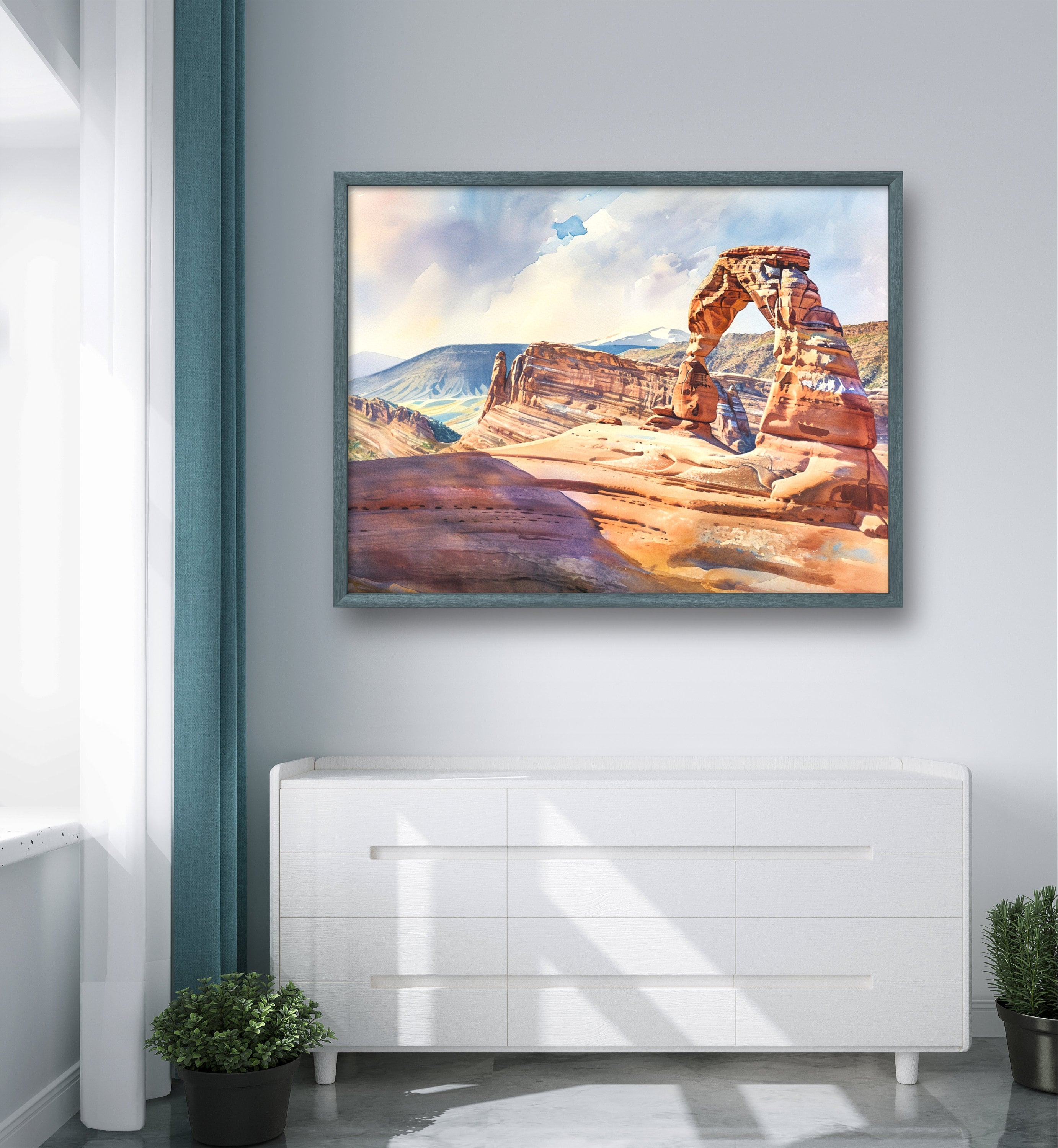 Arches National Park Watercolor Print, Utah Painting, Moab Landscape ...
