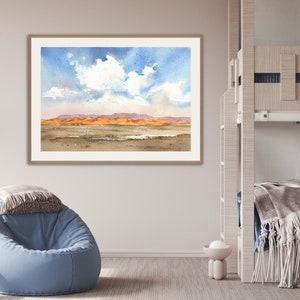 Desert Watercolor Print Minimalist Wall Art Neutral Arizona Landscape ...