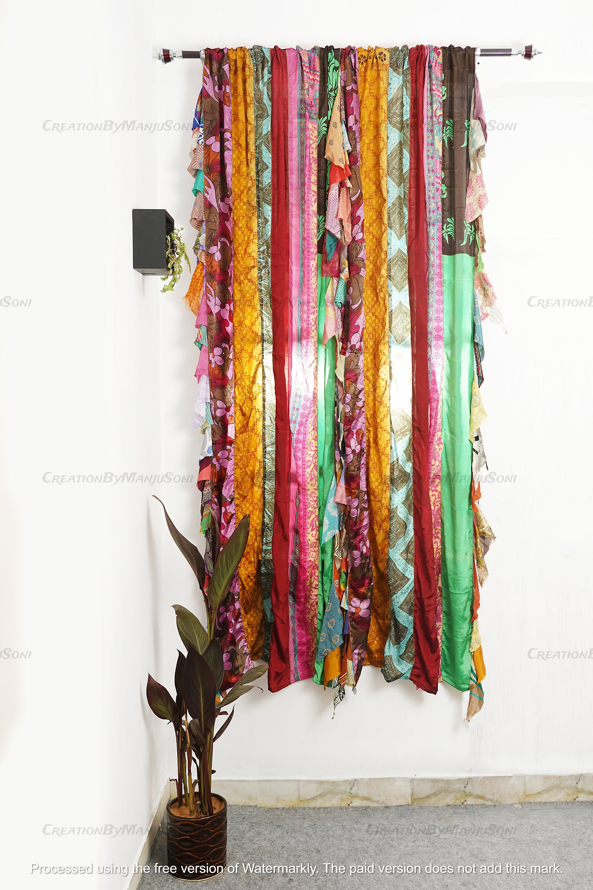 2 Pc of Indian Vintage Old Silk Sari Multi Color Handmade Patchwork ...