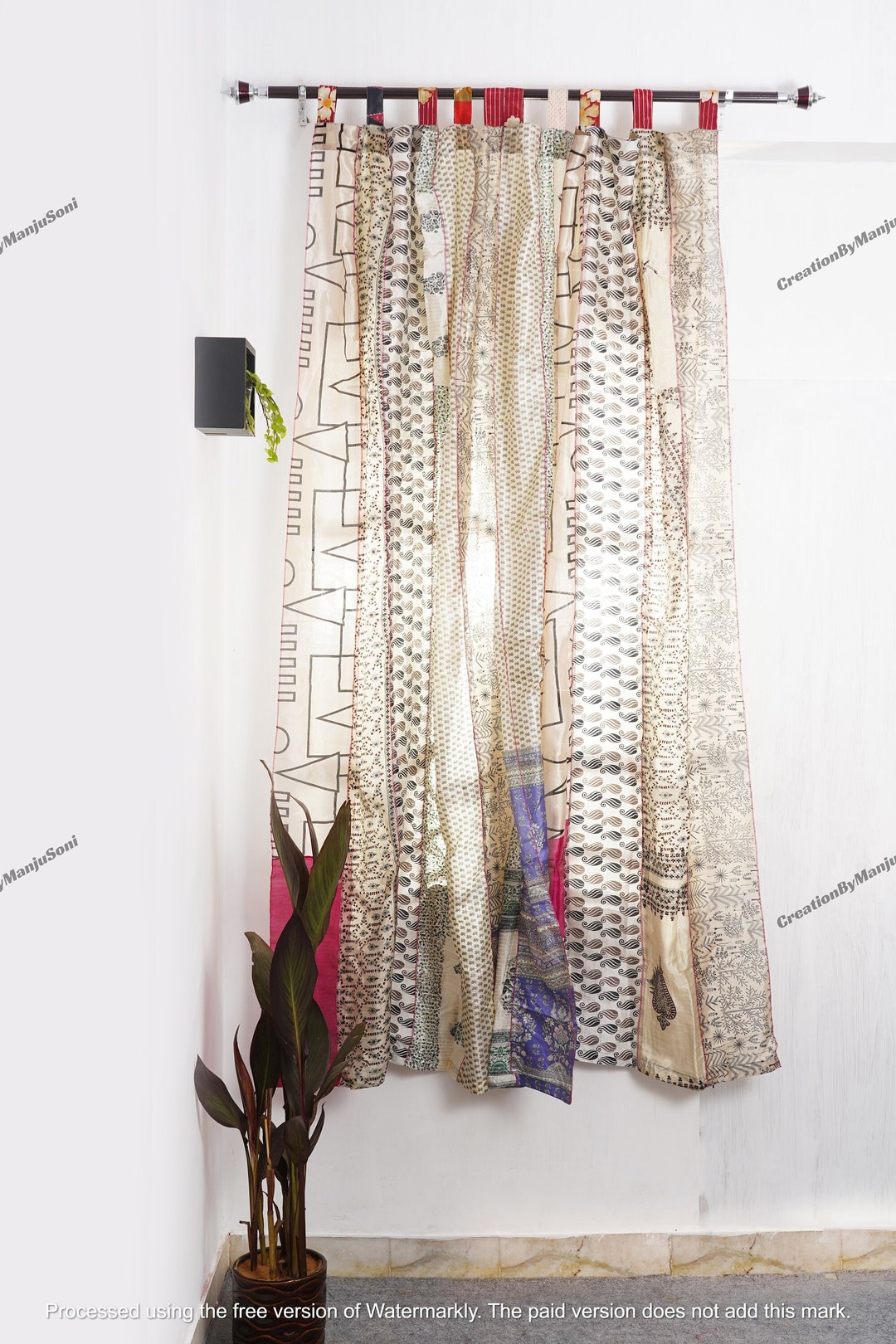 FREE SHIPPING - Indian Vintage Silk Sari Fabric Curtains Handmade ...