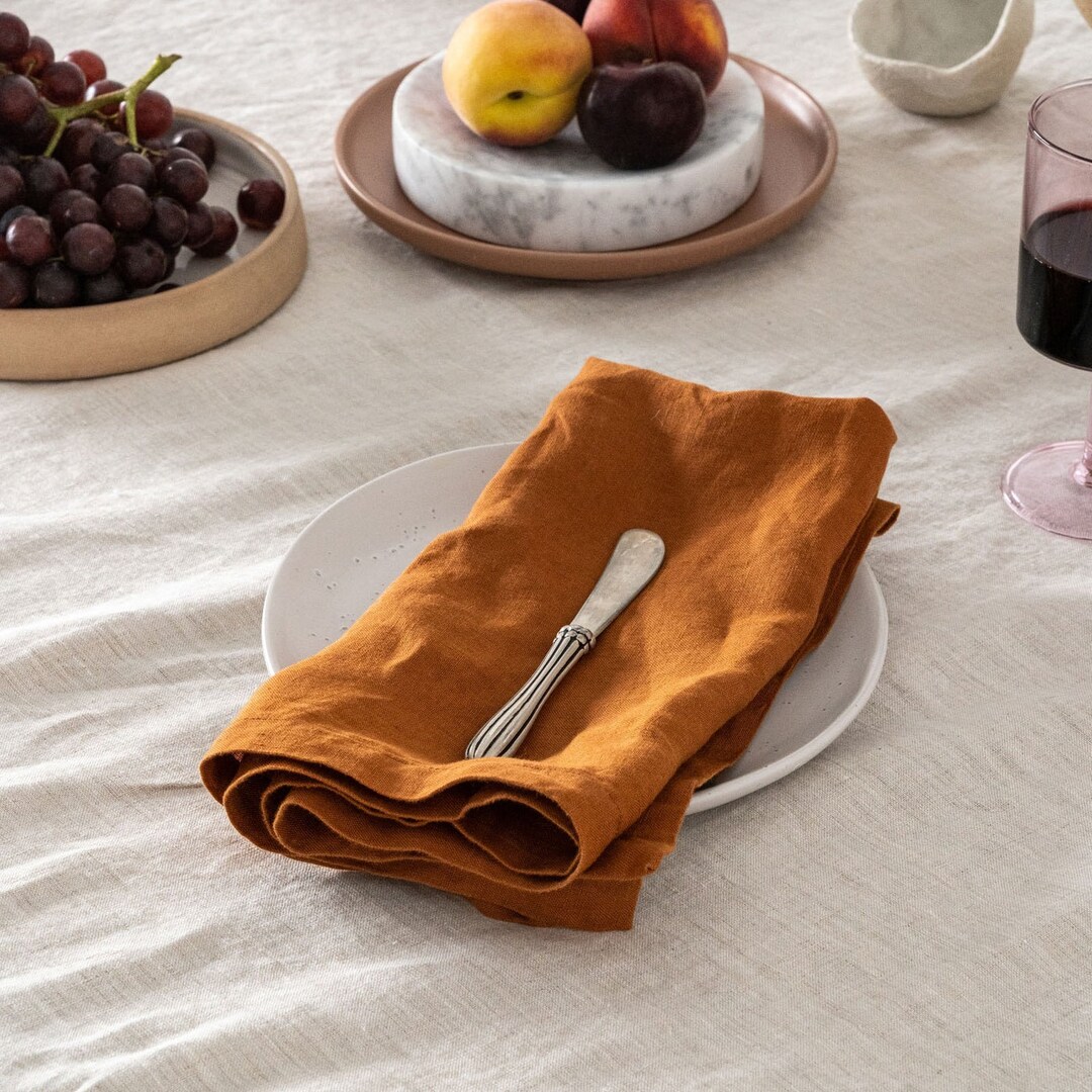 100 Pack Brunt Orange Napkins for Everyday Dinner and Wedding Table ...