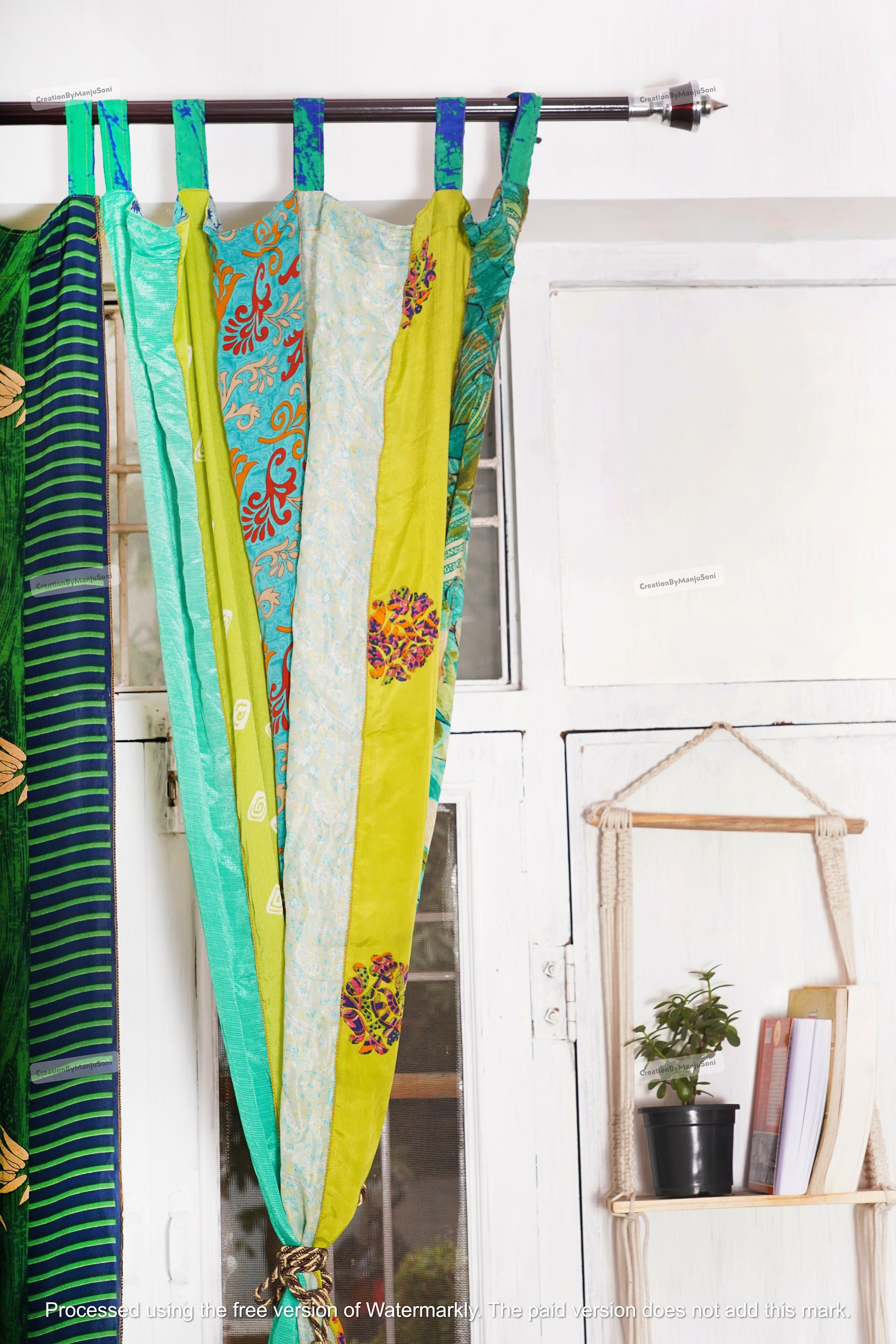 EXPRESS SERVICE of Indian Vintage Old Silk Sari Fabric Handmade Curtain ...