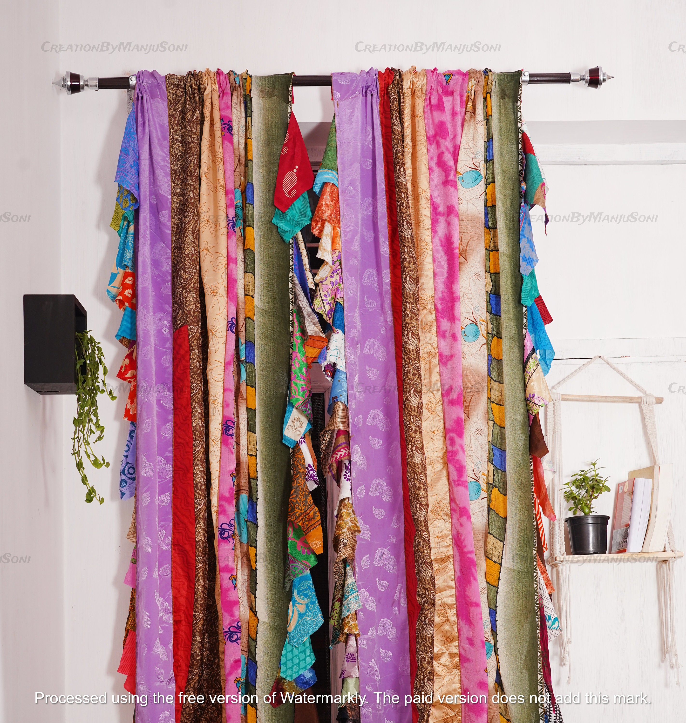 2 Pc of Indian Vintage Old Silk Sari Multi Color Handmade Patchwork ...