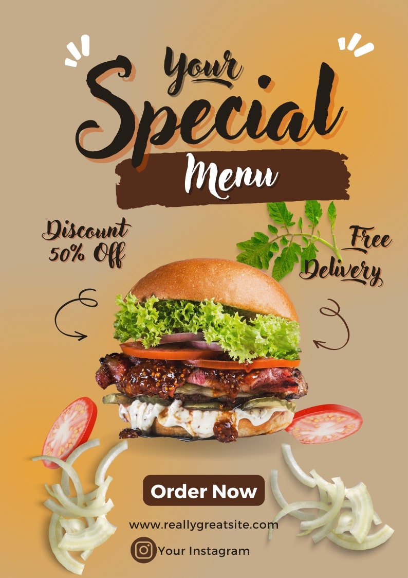 FOOD POSTER TEMPLATE | Canva Template | Poster Template | Food ...
