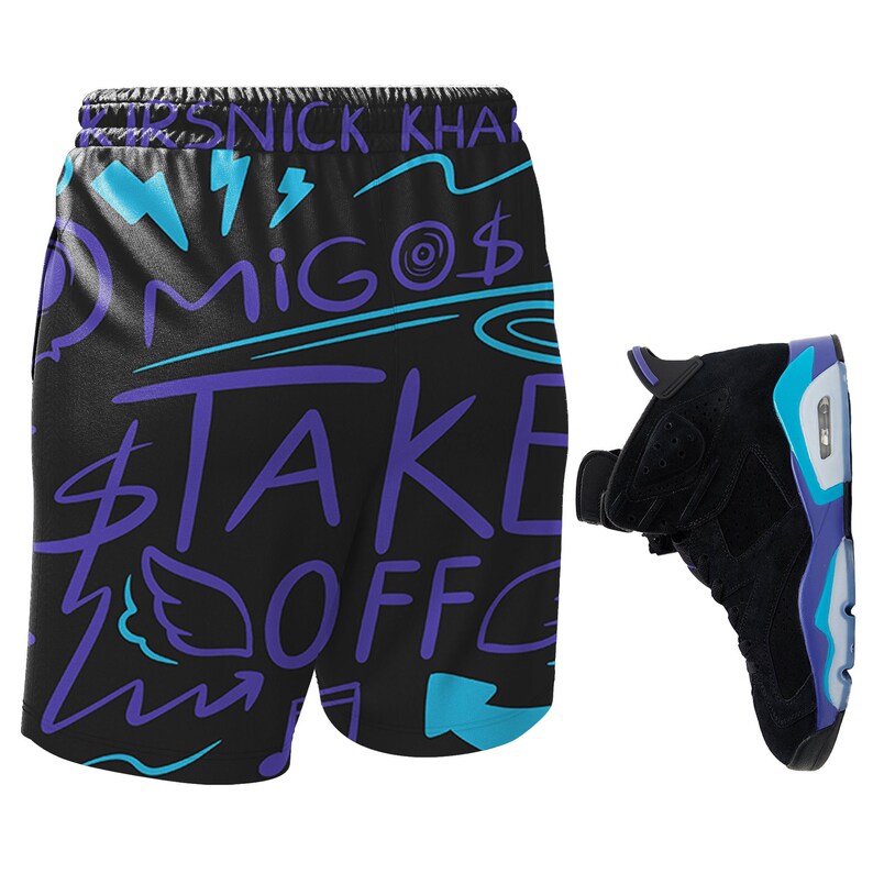 TAKE OFF 3D Doodles Takeoff Unisex Short Match AJ 6 Aqua - Etsy