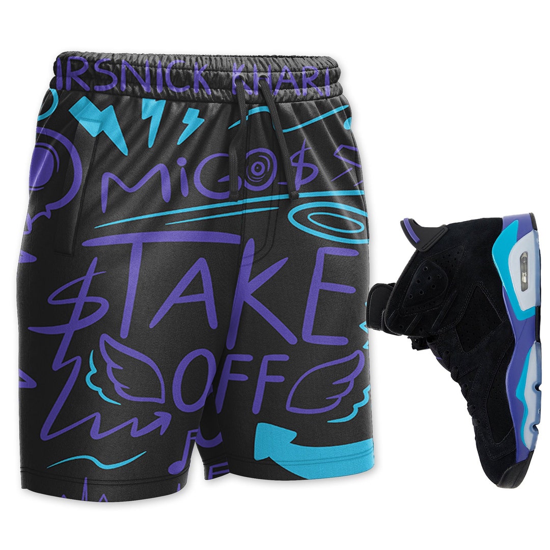 TAKE OFF 3D Doodles Takeoff Unisex Short Match AJ 6 Aqua - Etsy