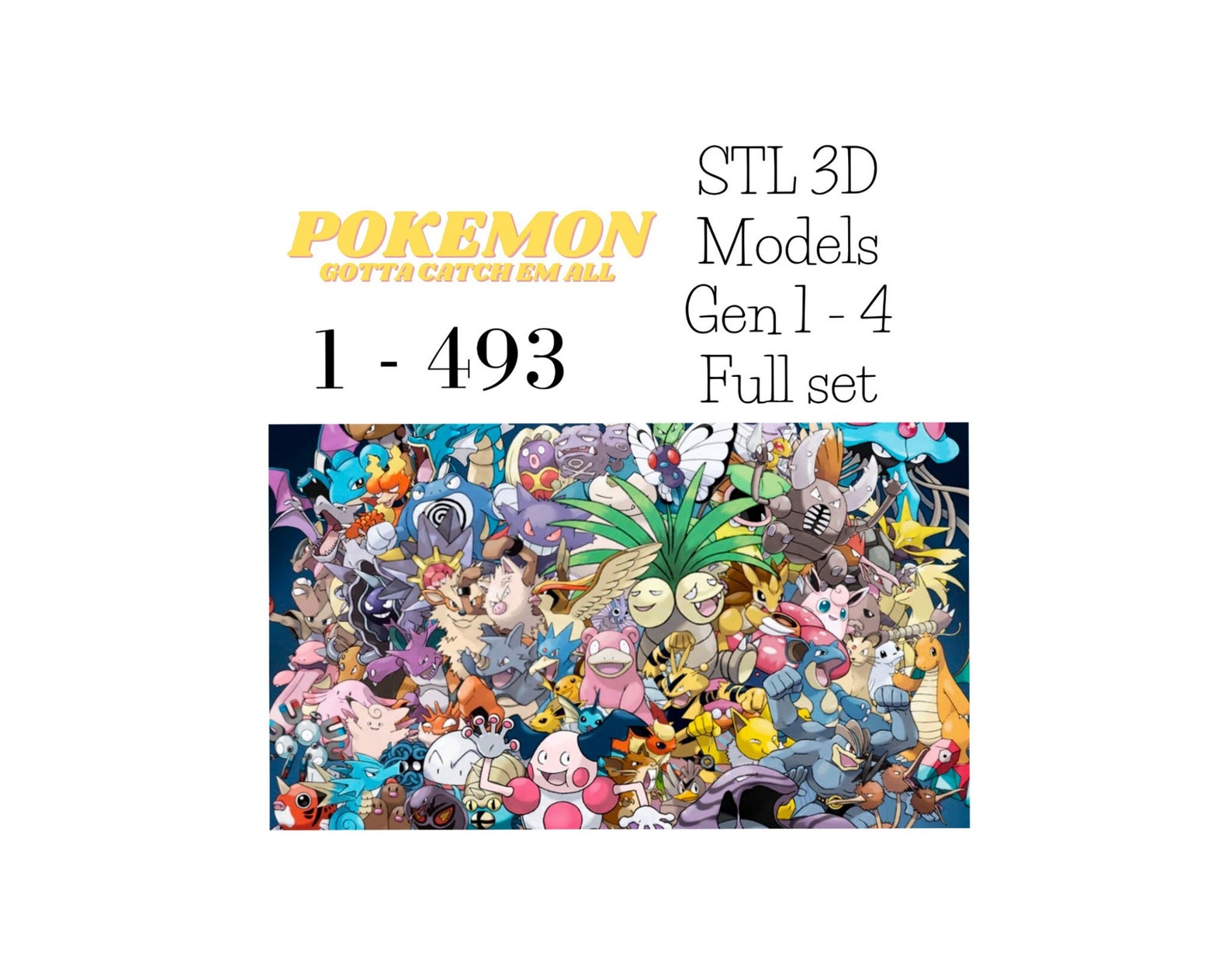 Pokemon, 3D Print File, STL Pack, High Quality 3D Printer Files 3D STL ...