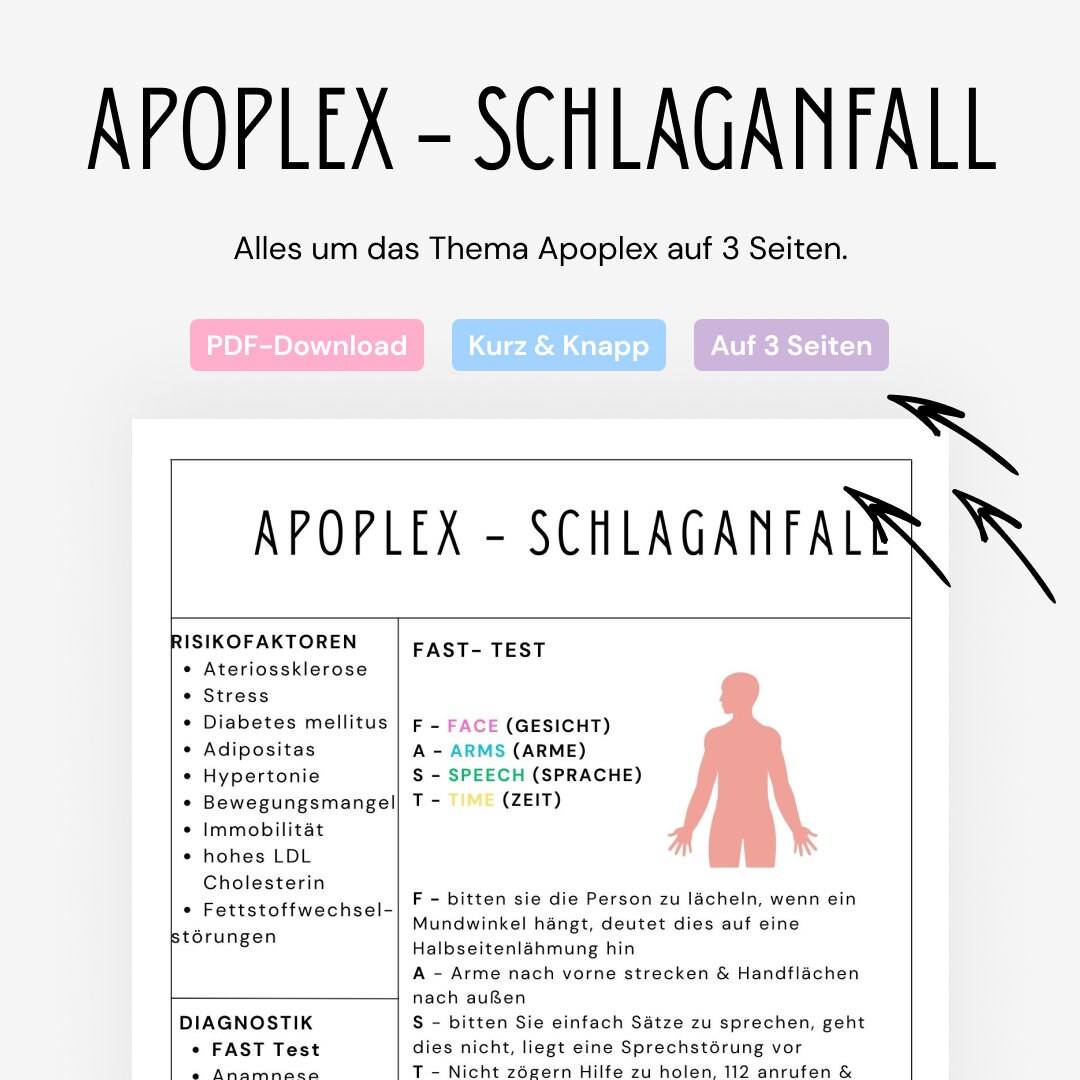 Lernzettel Schlaganfall der Apoplex Lernzettel & Notizen für die Pflege ... Lernzettel Schlaganfall der Apoplex Lernzettel & Notizen für die Pflege ...