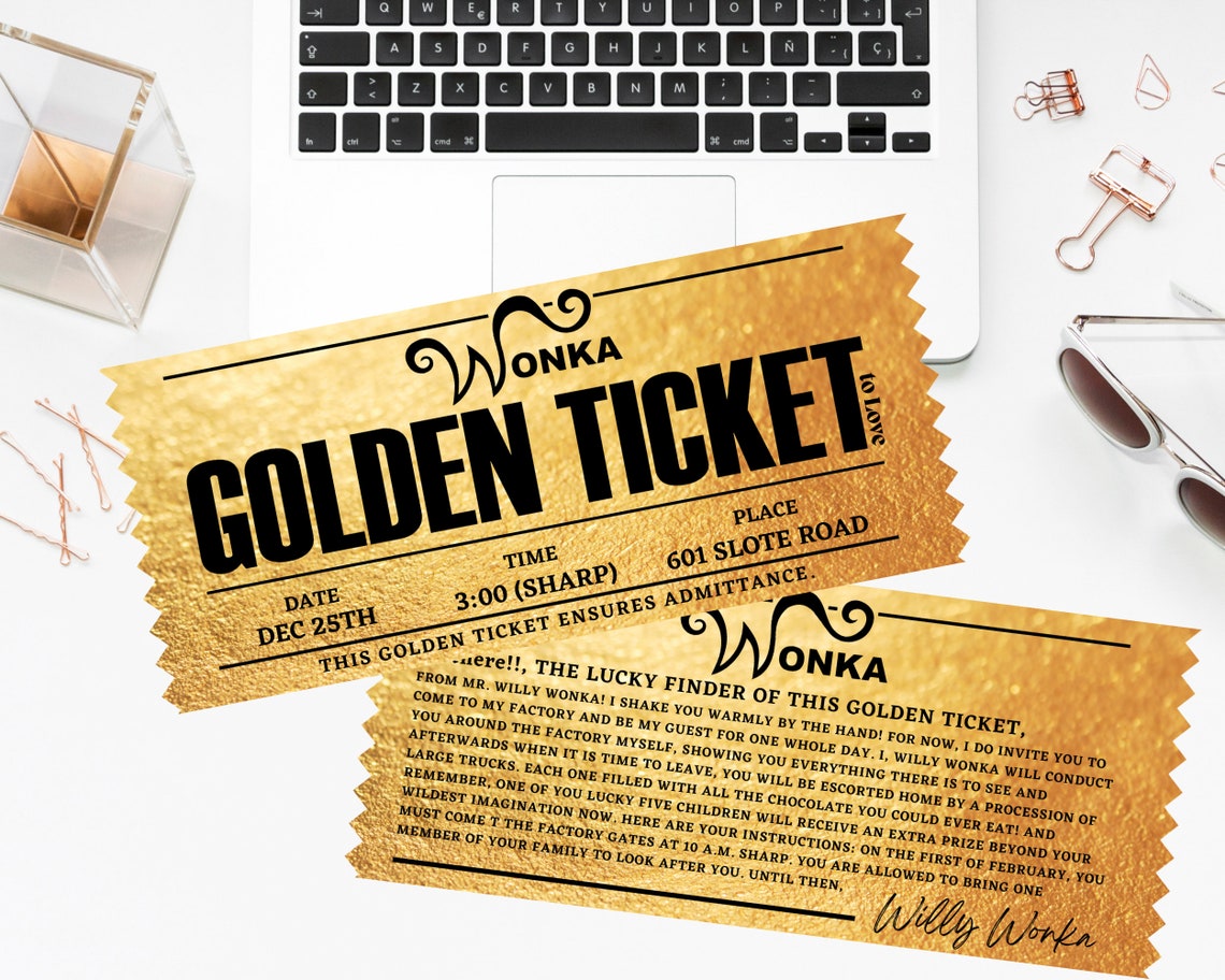 Editable Willy Wonka Golden Ticket Willy Wonka Ticket Willy - Etsy