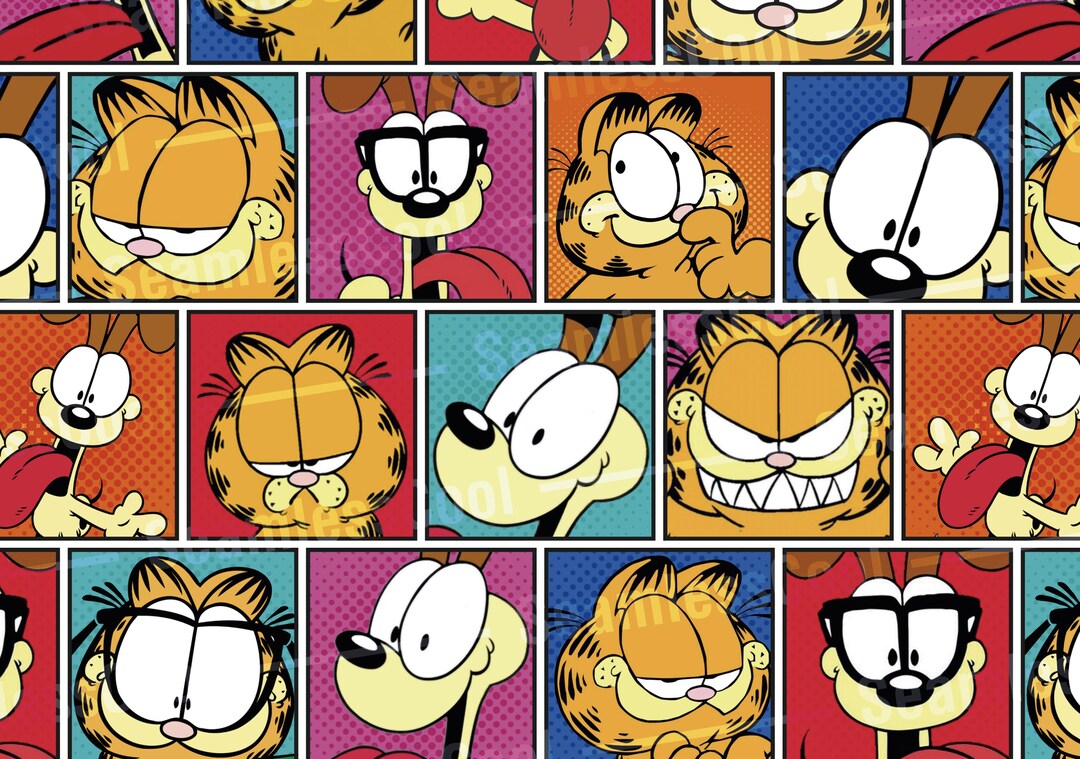 Garfield Seamless Pattern, Digital Paper: Patrones sin costuras, 12x12 ...