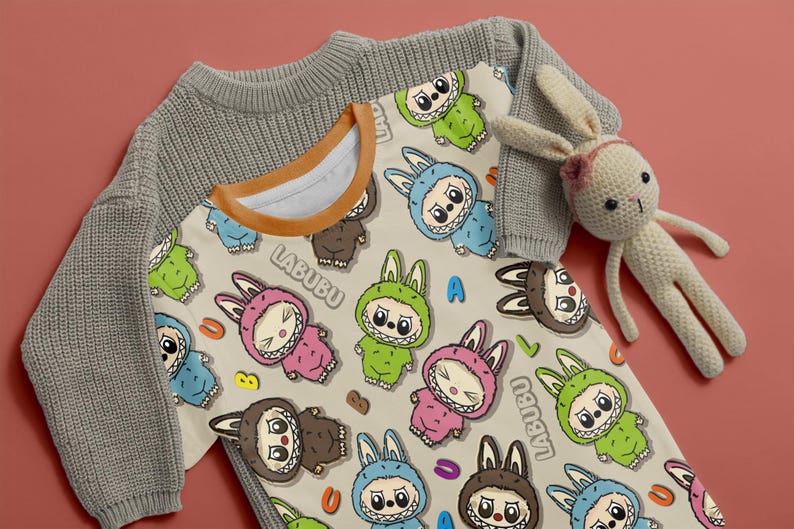 Labubu Seamless Pattern Pack-2 Digital Papers-Cute labubu Repeat ...