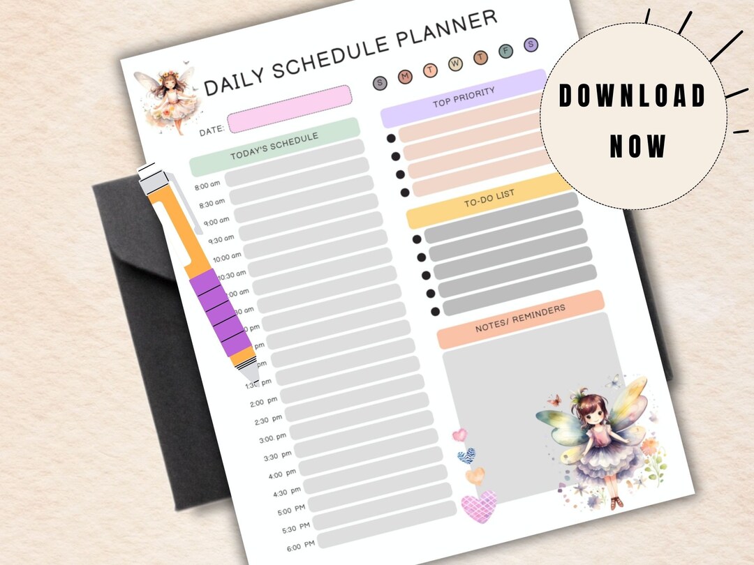 Printable Kids Schedule Daily Digital Planner Kids - Etsy