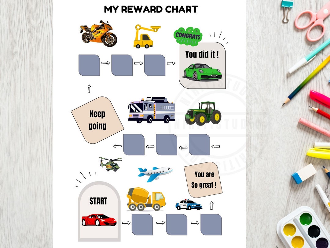Car Themed Downloadable Reward Chart Kids Chore Chart - Etsy