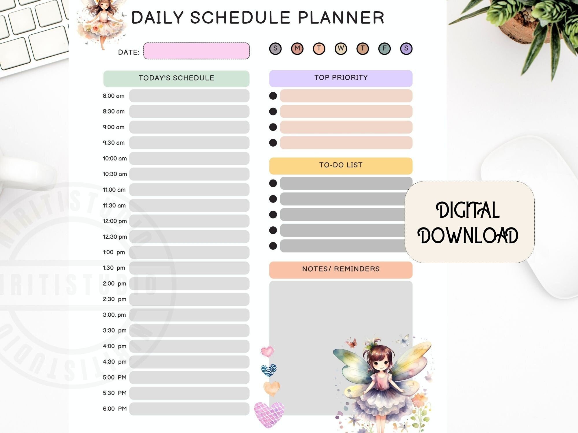 Printable Kids Schedule Daily Digital Planner Kids - Etsy