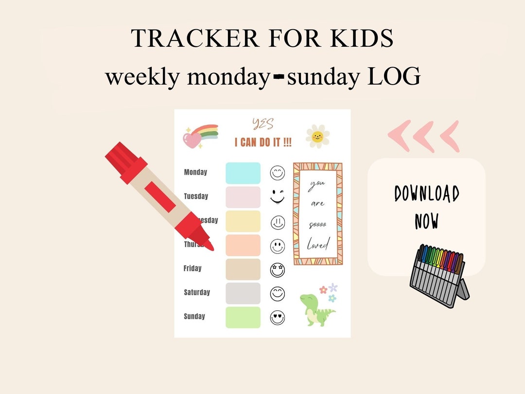 Kids Weekly Chart Printable Bsck to School Weekly Chart for - Etsy