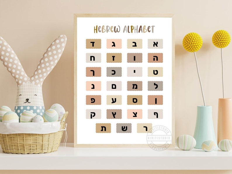 Printable Hebrew Alef-bet Poster, Hebrews Alphabet Wall Art, Hebrew ...