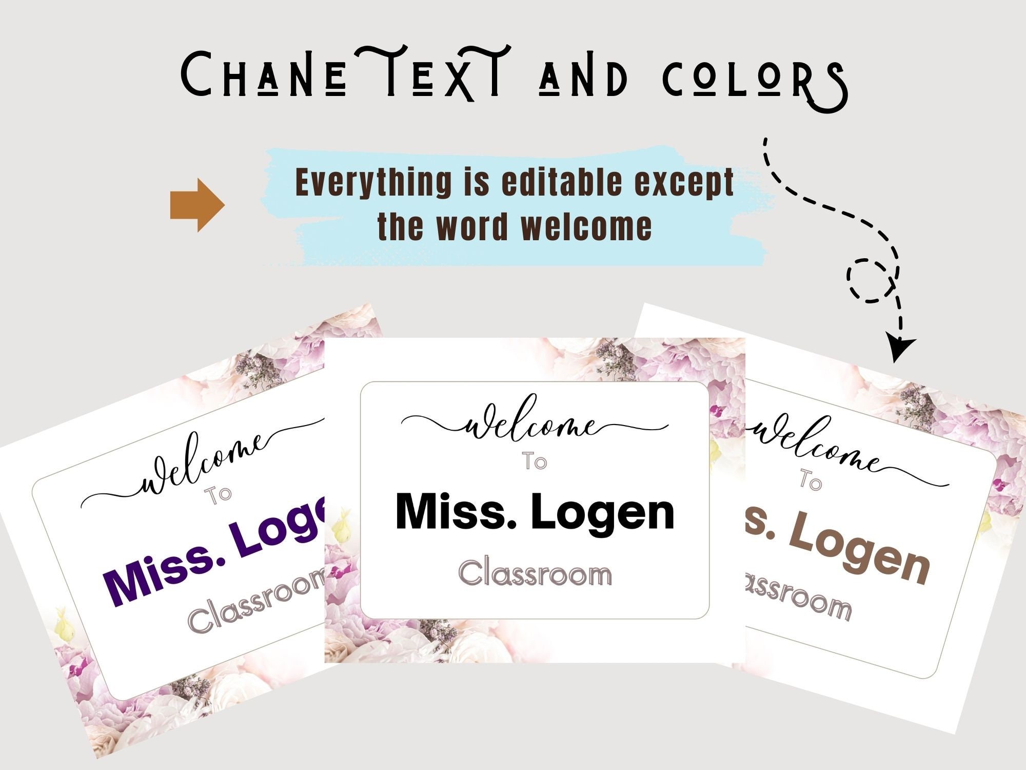 Editable Teacher Door Sign, Template Classroom Sign, Welcome to ...