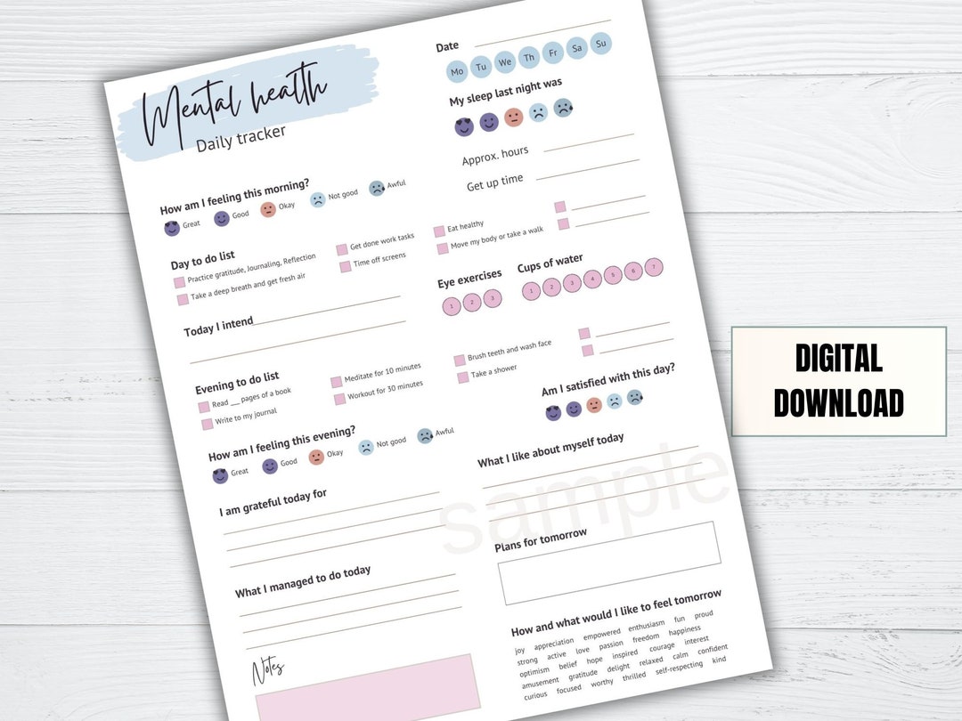 Healthtracker Mental Daily Tracker, Adhd Daily Tracker, Habit Tracker ...