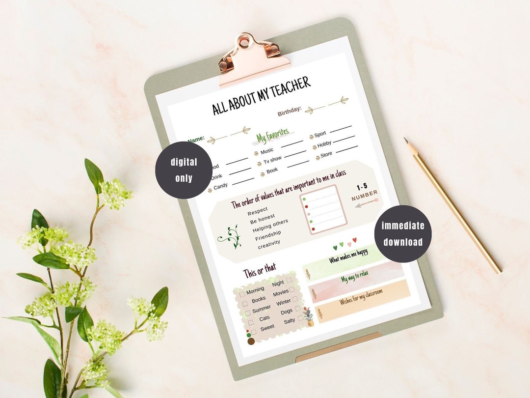 EDITABLE Boho Teacher Favorites , Teacher Survey, Teacher Favorites ...