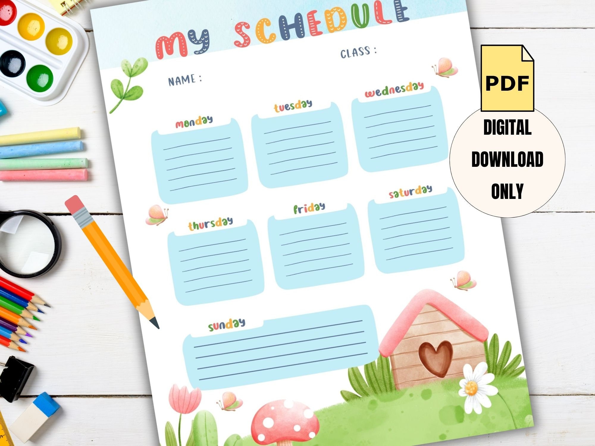 Back to School PRINTABLE Schedule, KIDS Paper, Digital Download, PDF ...