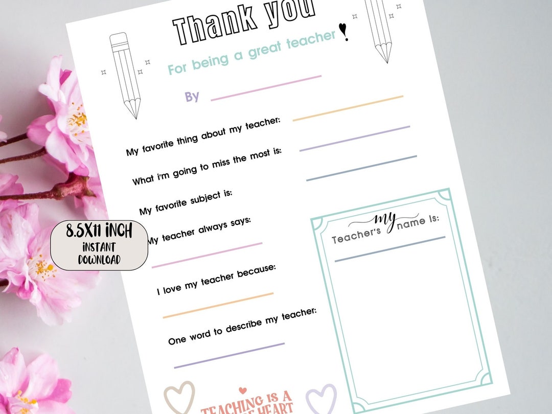 Teacher Appreciation Coloring Gift Digital Download, Thank You Teachers ...