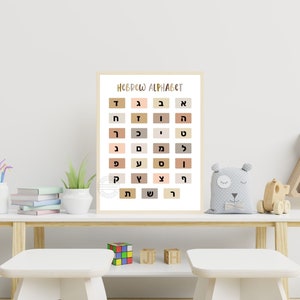 Printable Hebrew Alef-bet Poster, Hebrews Alphabet Wall Art, Hebrew ...