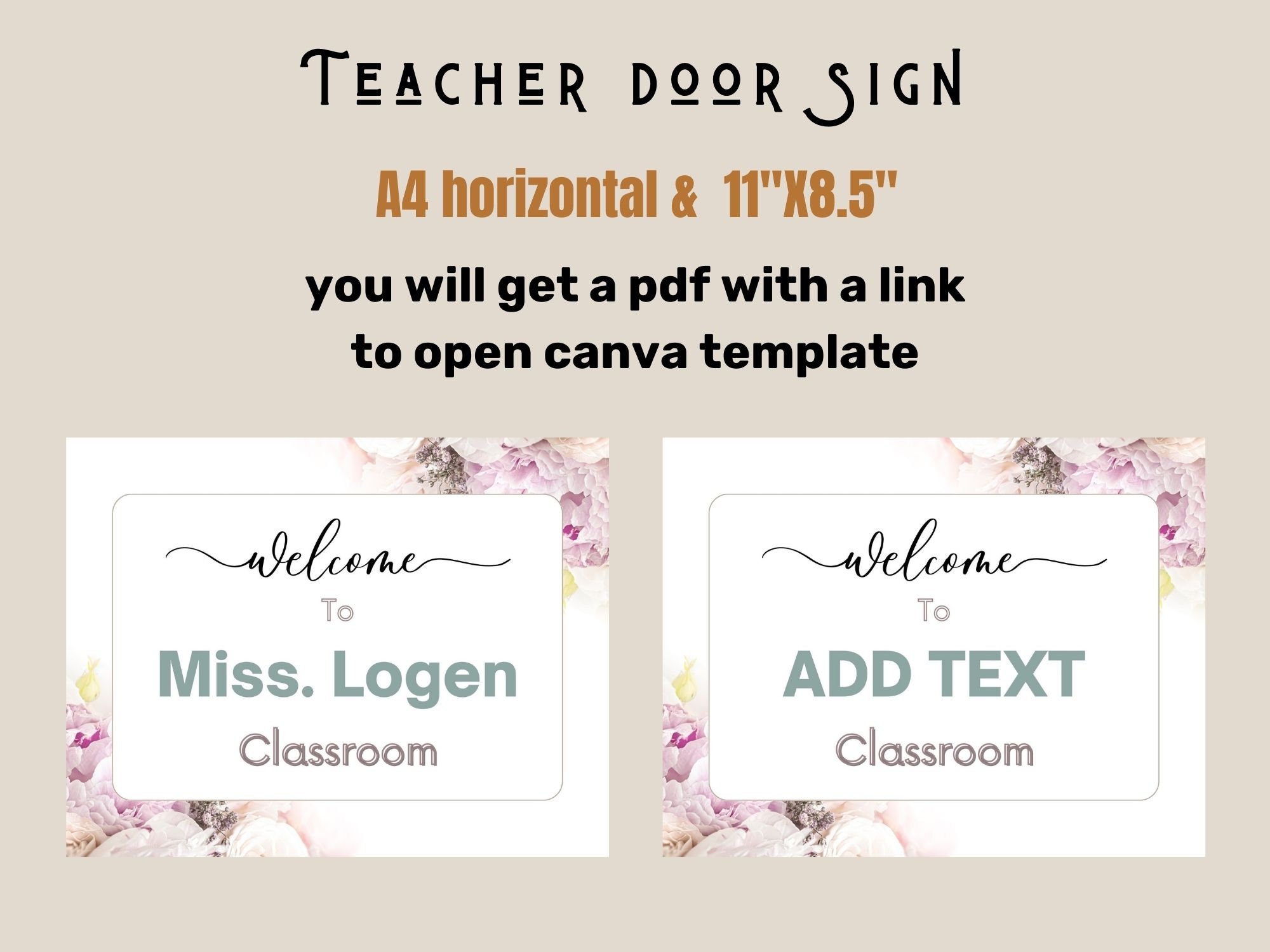 Editable Teacher Door Sign, Template Classroom Sign, Welcome to ...