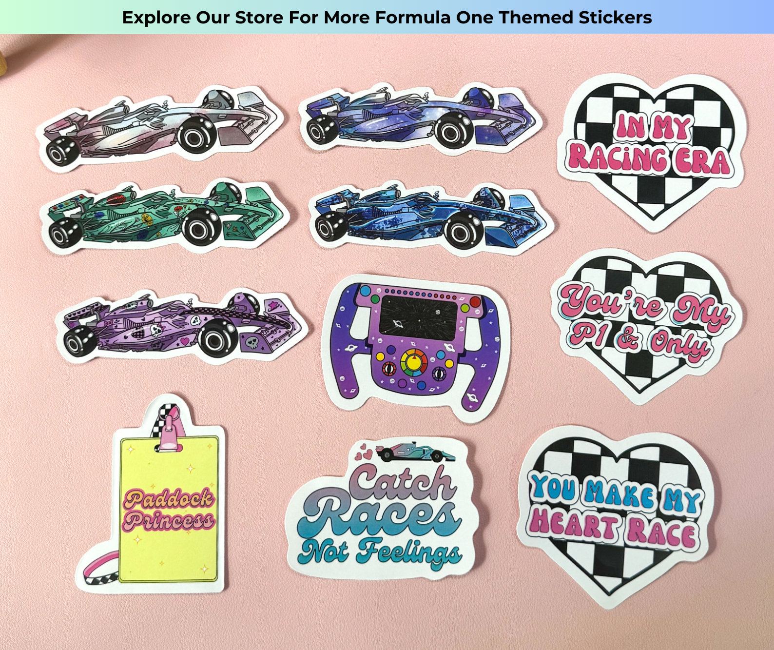 Galaxy F1 Steering Wheel Sticker Cute Formula One Sticker F1 Fan Gifts ...