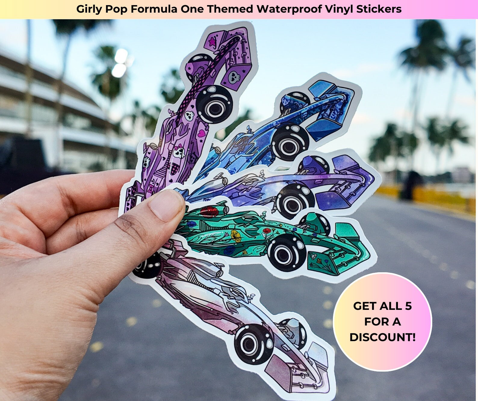 Race Cars Livery Stickers Cute Motorsport Sticker, Galaxy, Wildflower ...