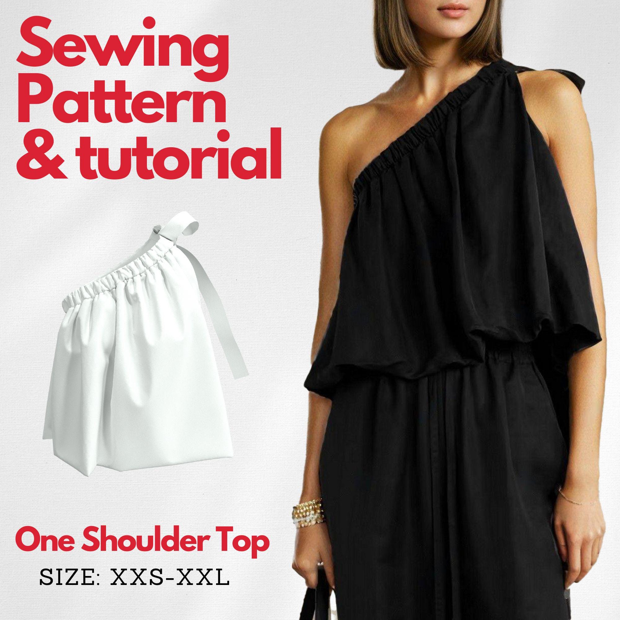 One-shoulder Crop Top Sewing Pattern: Beginner-friendly, Sizes 2XS-XXL ...