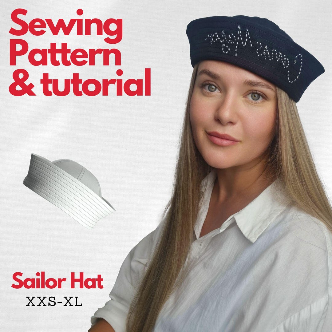 Sailor Hat Sewing Pattern PDF | Unisex Beret Style Hat | Xxs–xl Sizes | DIY Nautical Hat ...