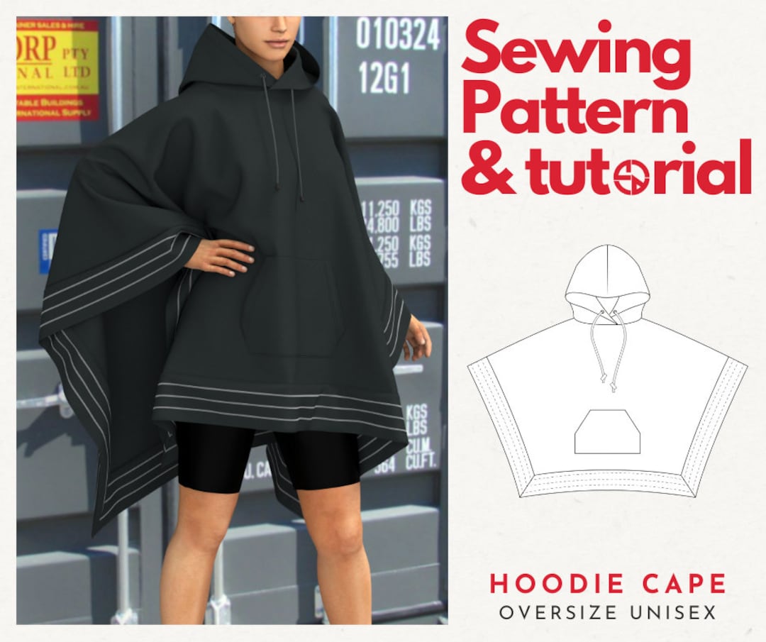 Hoodie Cape Pattern Sewing Pattern Hoodie Sewing Pattern Cape PDF Easy ...