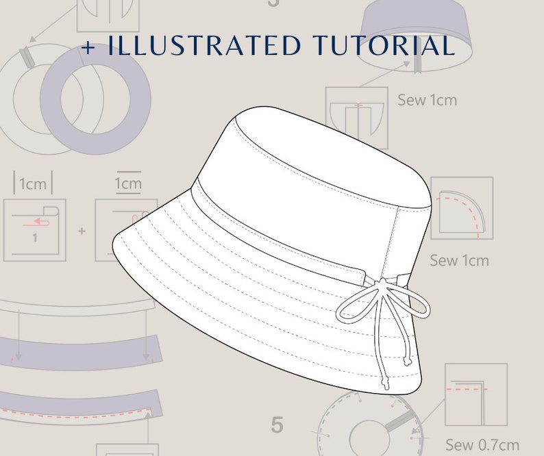 Bucket Hat Sewing Pattern PDF Safari Hat Sewing Pattern DIY Summer Unisex Xxs-xl Instant ...