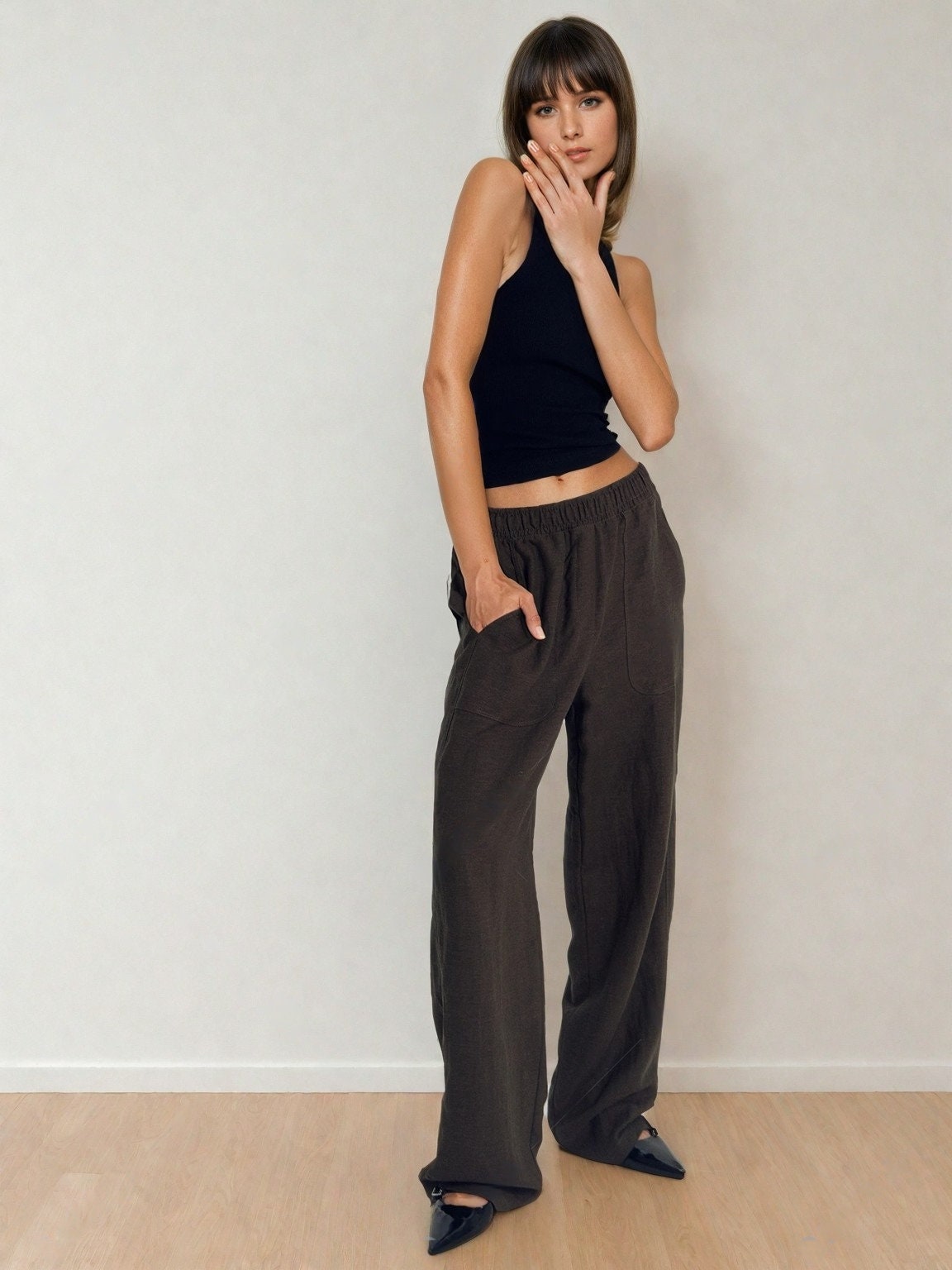 Wide-leg Linen Pants Pattern Women's Sewing PDF High-waisted Trousers ...