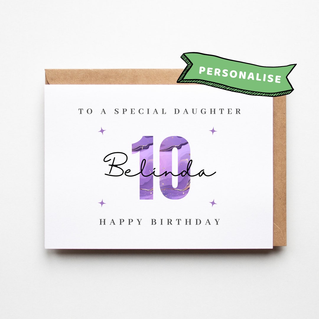 Birthday Card for Daughter 10 Daughter 10th Birthday Card Daughter 10th ...