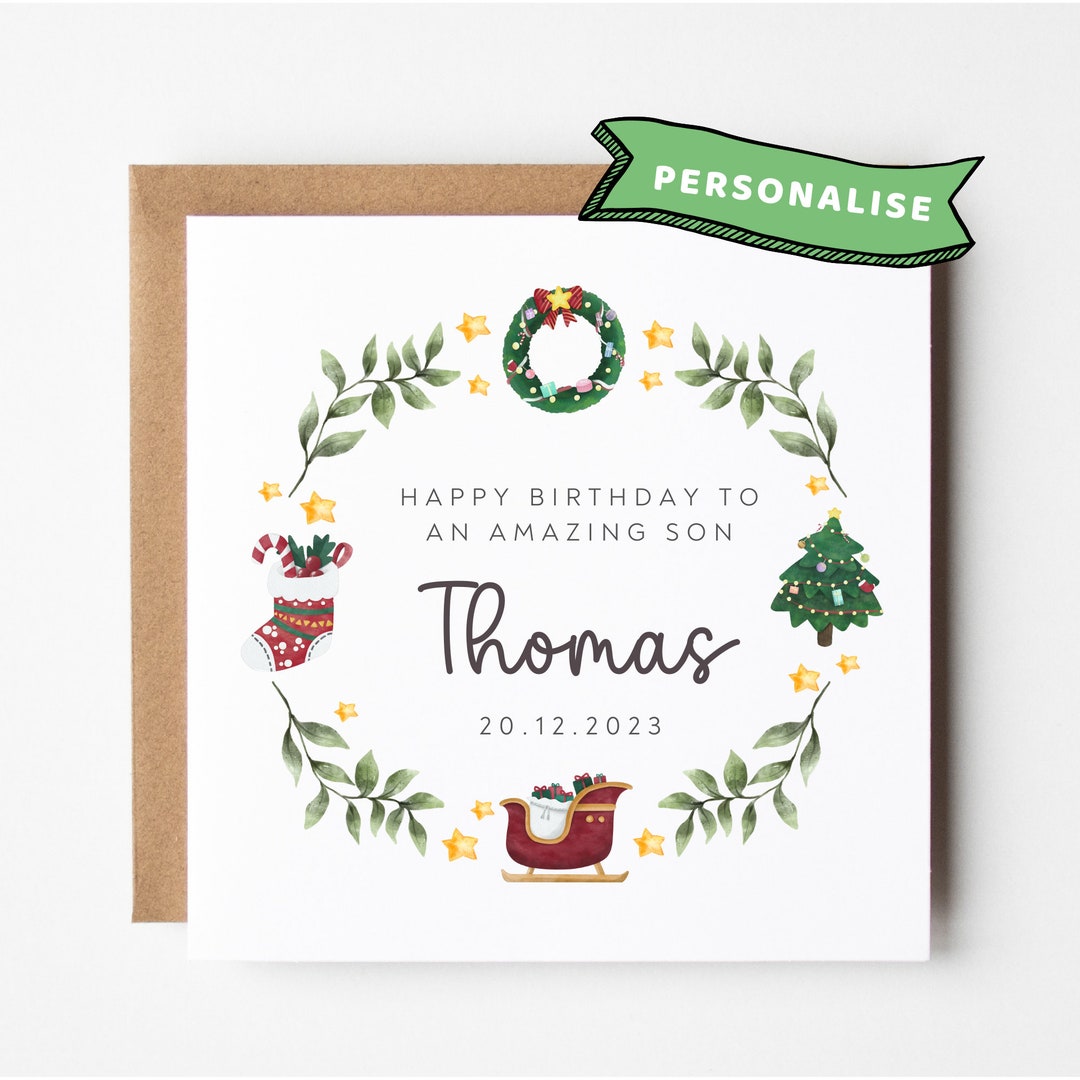 Personalised Christmas Birthday Card for Boy Age 1 First Christmas ...