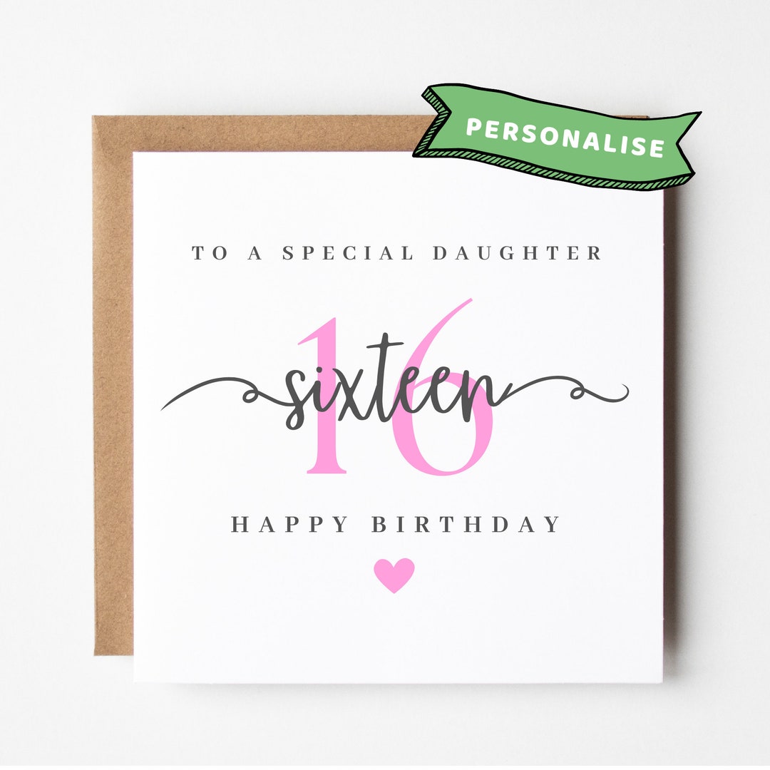 Birthday Card for Daughter 16 Daughter 16th Birthday Card Daughter 16th ...